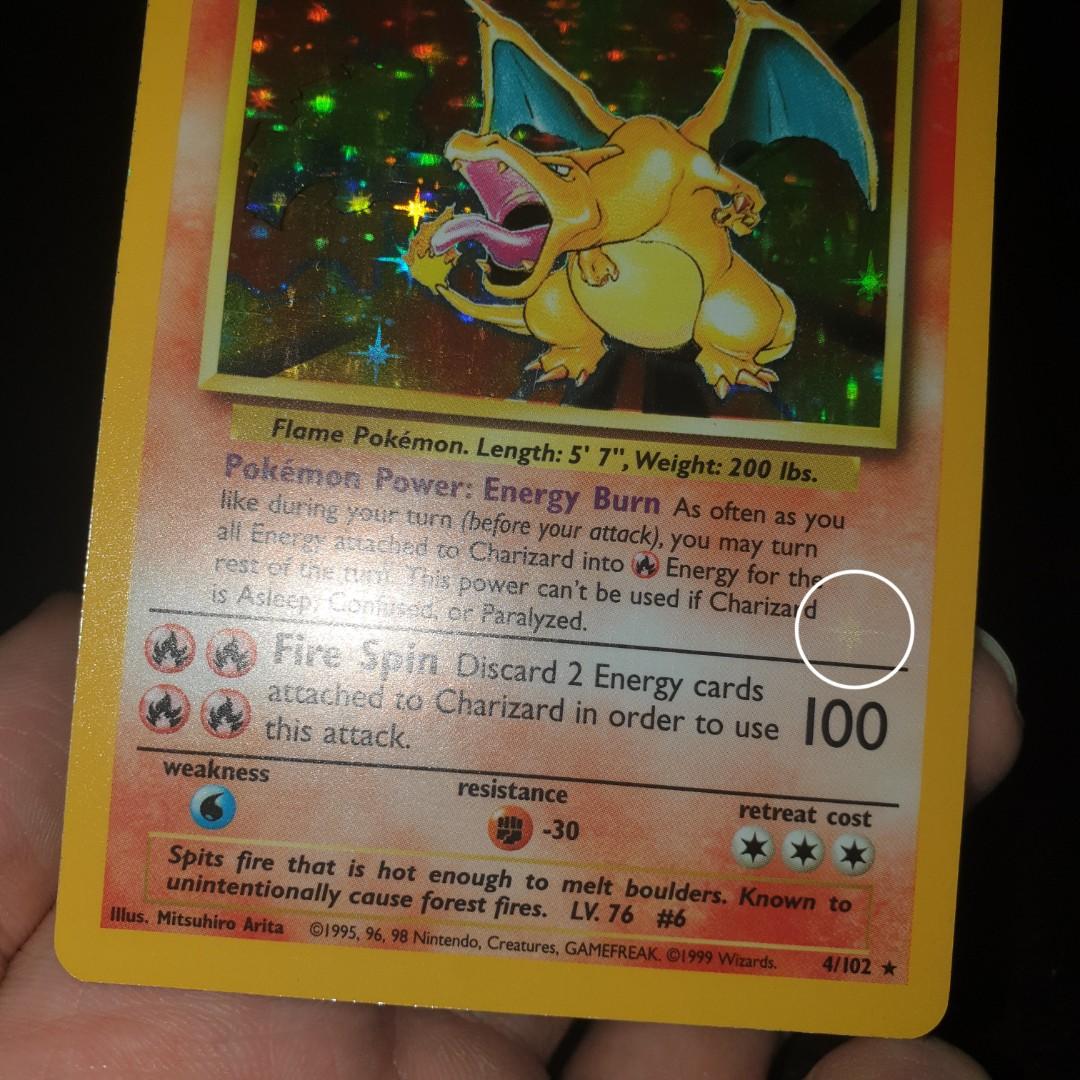 Pokemon Card Charizard Base Set Holobleed Variant, Hobbies & Toys, Toys ...