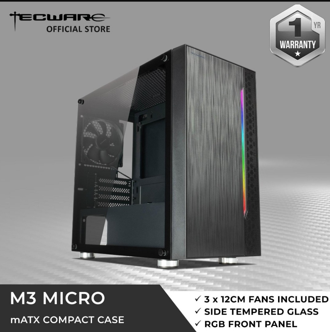 TECWARE MATX NEXUS M3 TG BLACK / WHITE, Computers & Tech, Parts ...