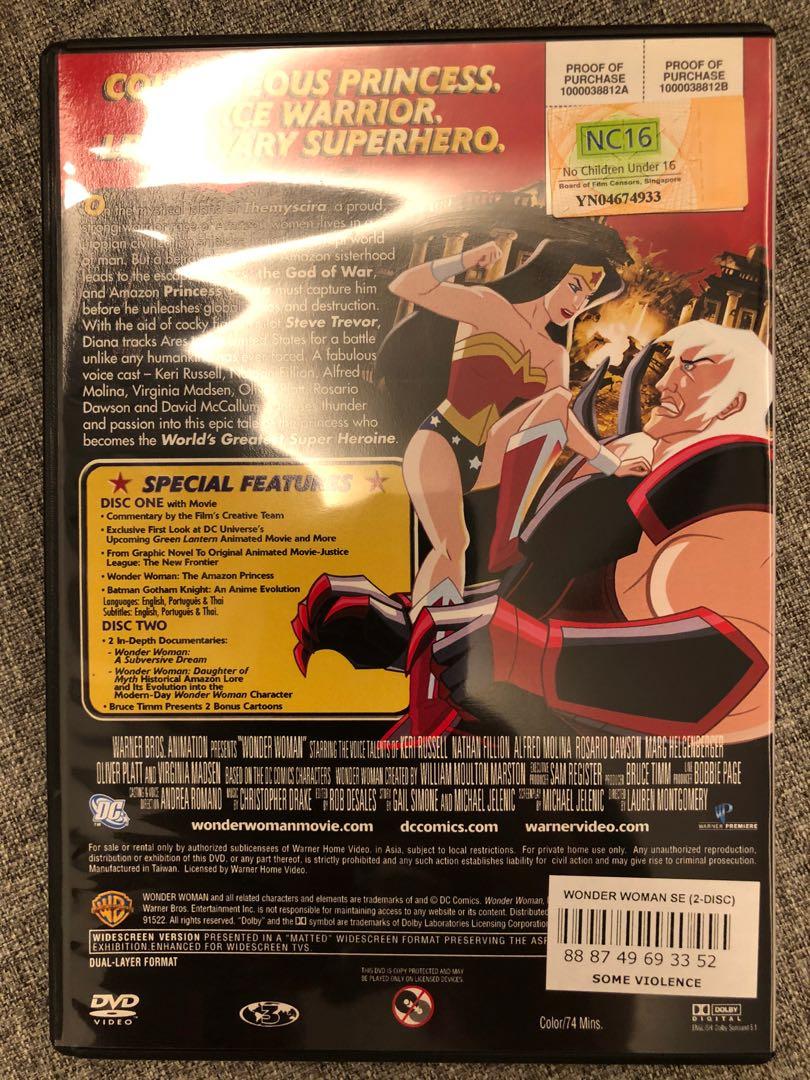 Wonder Woman dvd animated movie 2 discs edition, Hobbies & Toys, Music ...