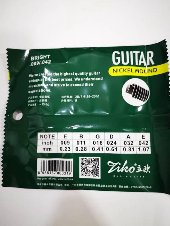 Ziko Electric Guitar Strings 009-042, Hobbies & Toys, Music & Media ...