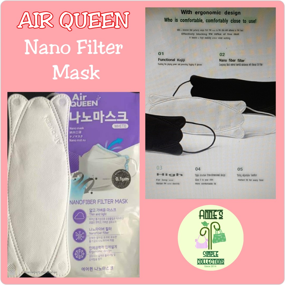 AIR QUEEN NANOFIBER FILTER MASK, Beauty & Personal Care, Sanitary ...