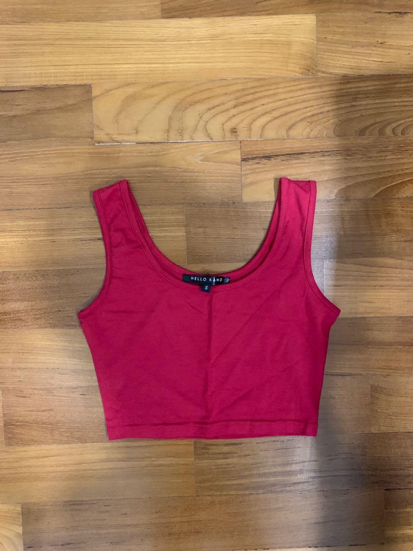 dark red tank top, Women's Fashion, Tops, Sleeveless on Carousell