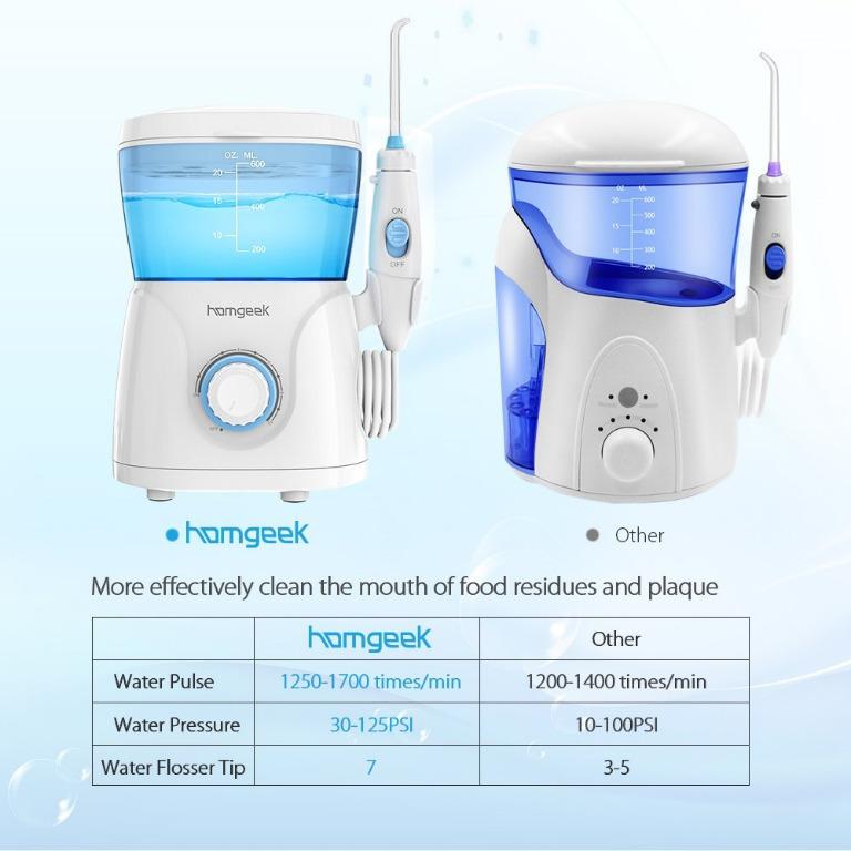 Homgeek Upgrade Water Flosser,Oral Irrigator,Water Pick,Dental Water ...