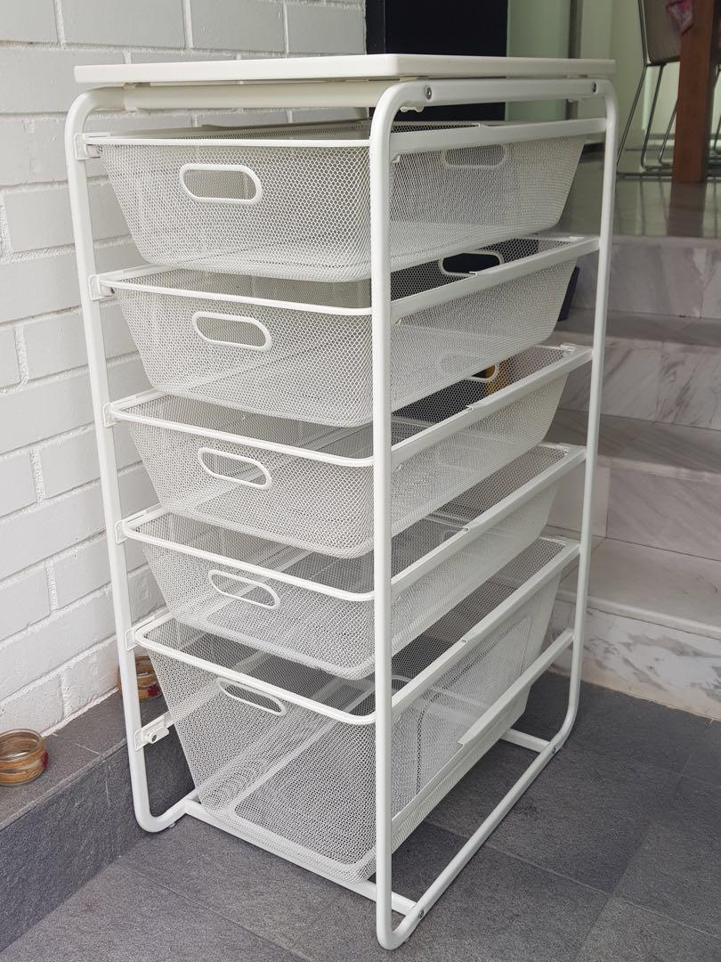 Ikea ALGOT frame with 5 wire mesh baskets, Furniture & Home Living ...