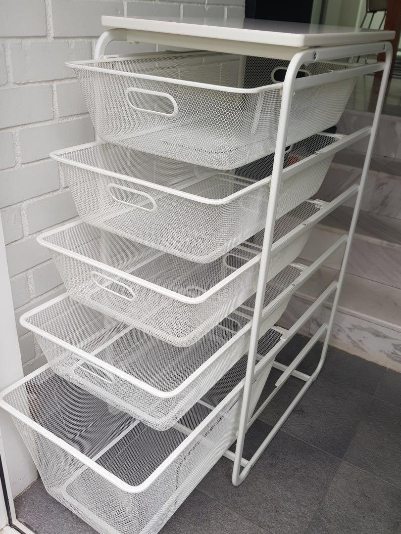 Ikea ALGOT frame with 5 wire mesh baskets, Furniture & Home Living ...