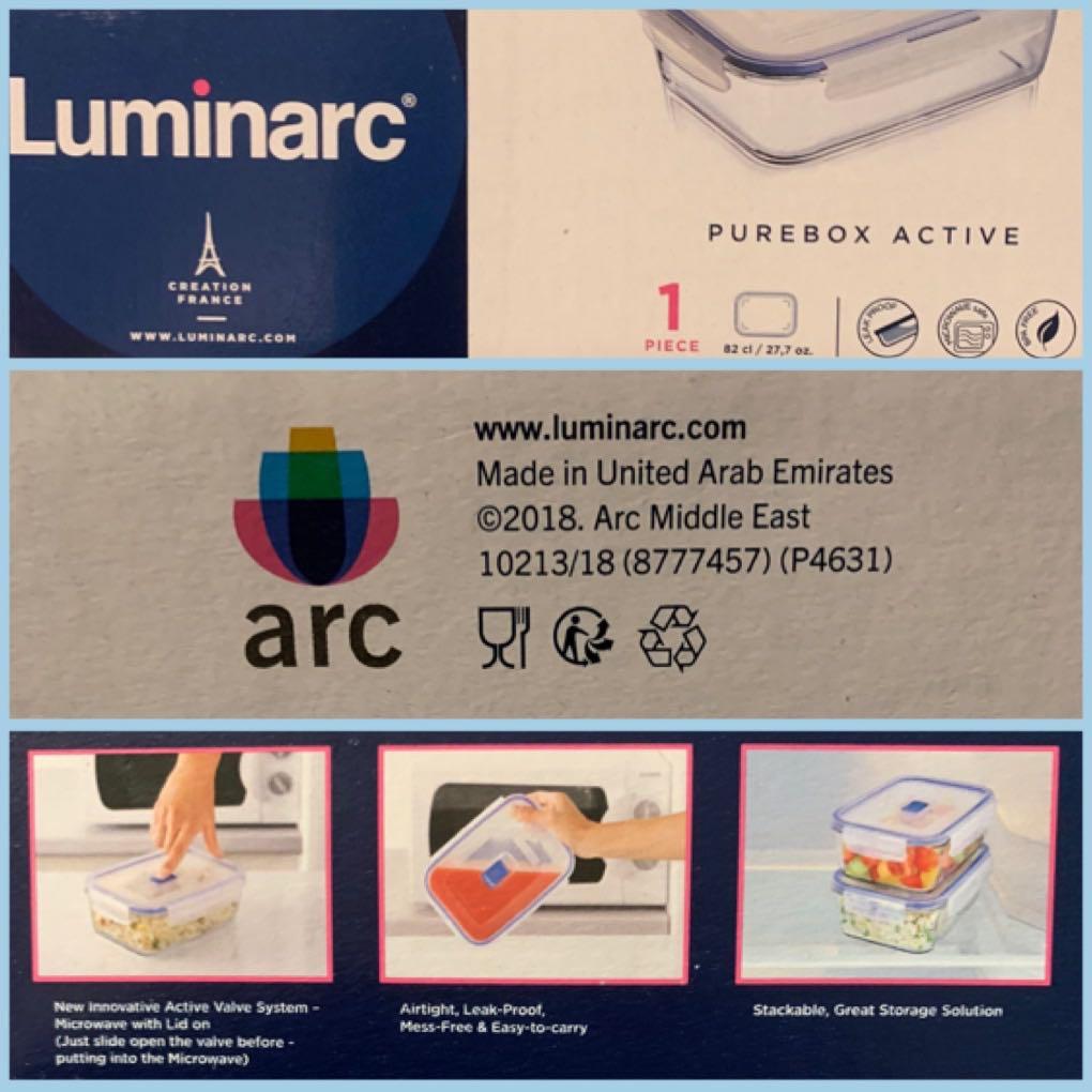 Luminarc - Purebox Active 820ml - glass lunchbox, Furniture & Home ...