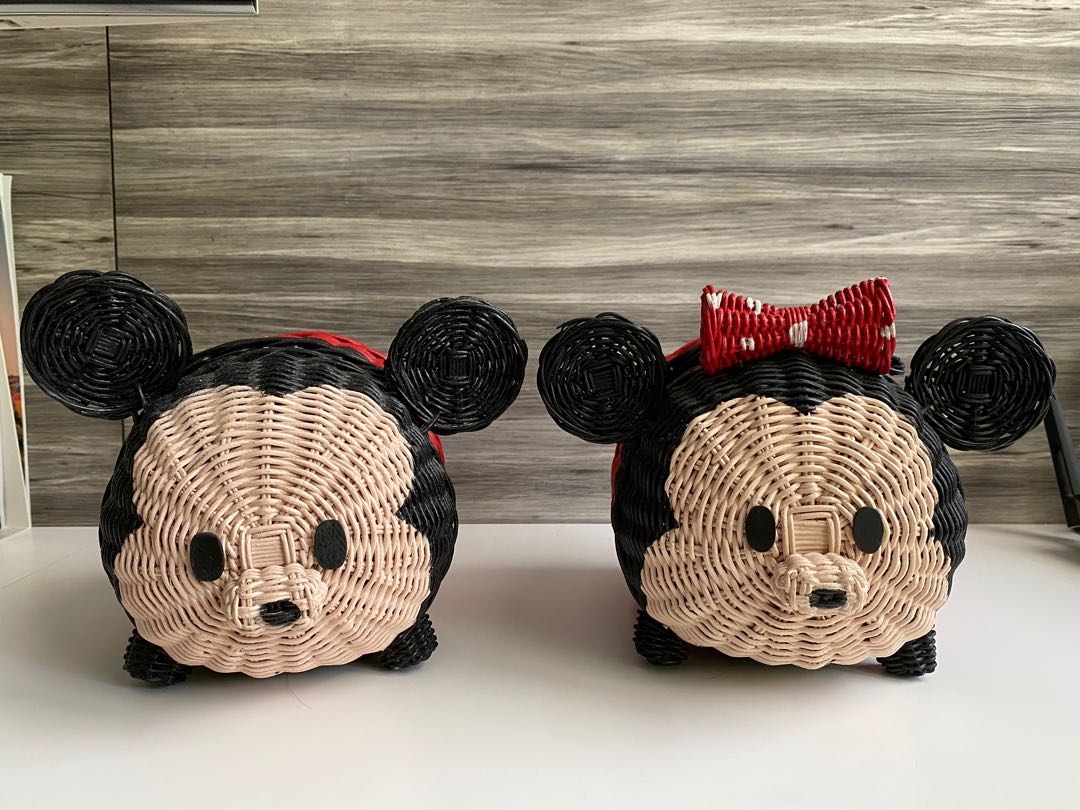 Mickey and Minnie rattan basket, Furniture & Home Living, Home ...