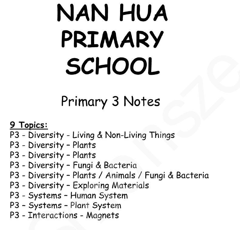 NAN HUA PRI SCH SCIENCE NOTES PRIMARY 3, Books & Stationery, Textbooks ...