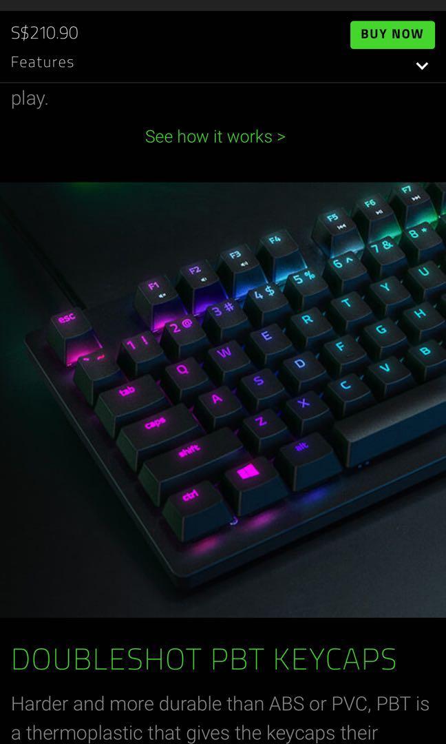 Razer Huntsman TE Tournament Edition, Computers & Tech, Parts ...