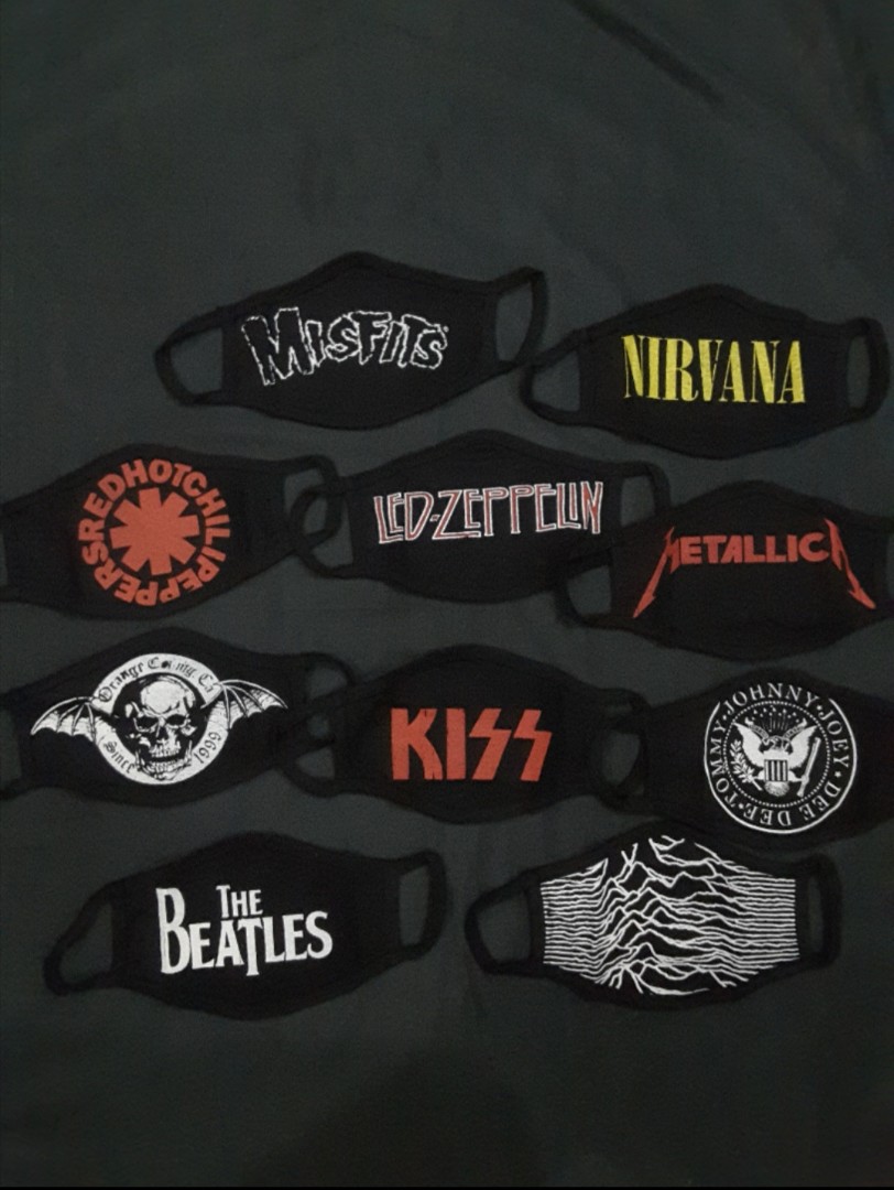 Rock Band Face Mask Adult-A7X RHCP Misfits Smiths Pink Floyd Aerosmith ...