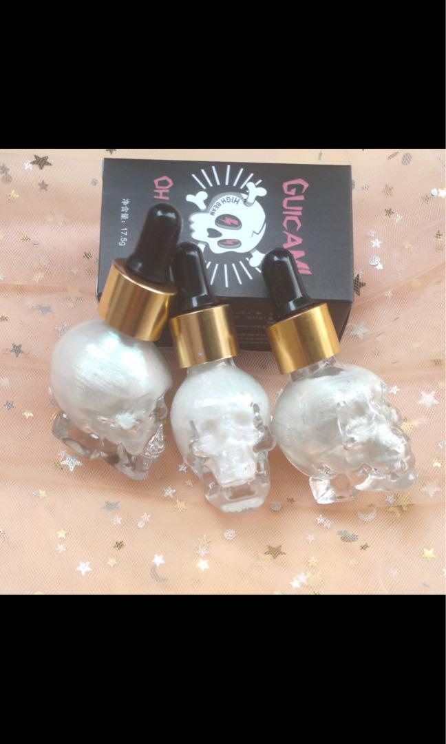 Skull Goth Shimmering highlighter Liquid Face cosmetics, Beauty ...
