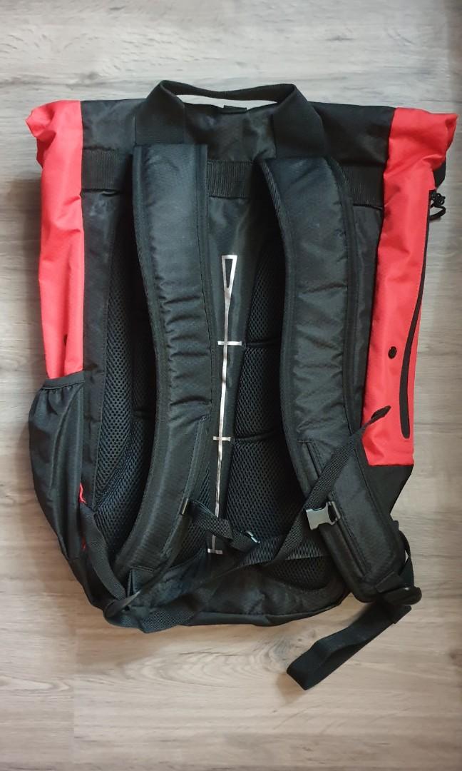 Speedo roll top backpack (Black and red colourway), Men's Fashion, Bags ...