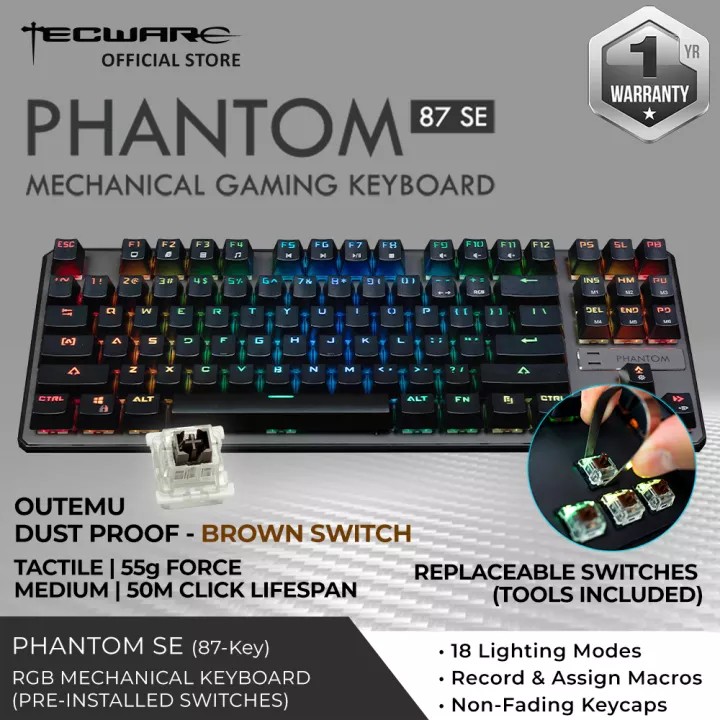 Techware Phantom SE 87 RGB Gaming Keyboard, Computers & Tech, Parts ...