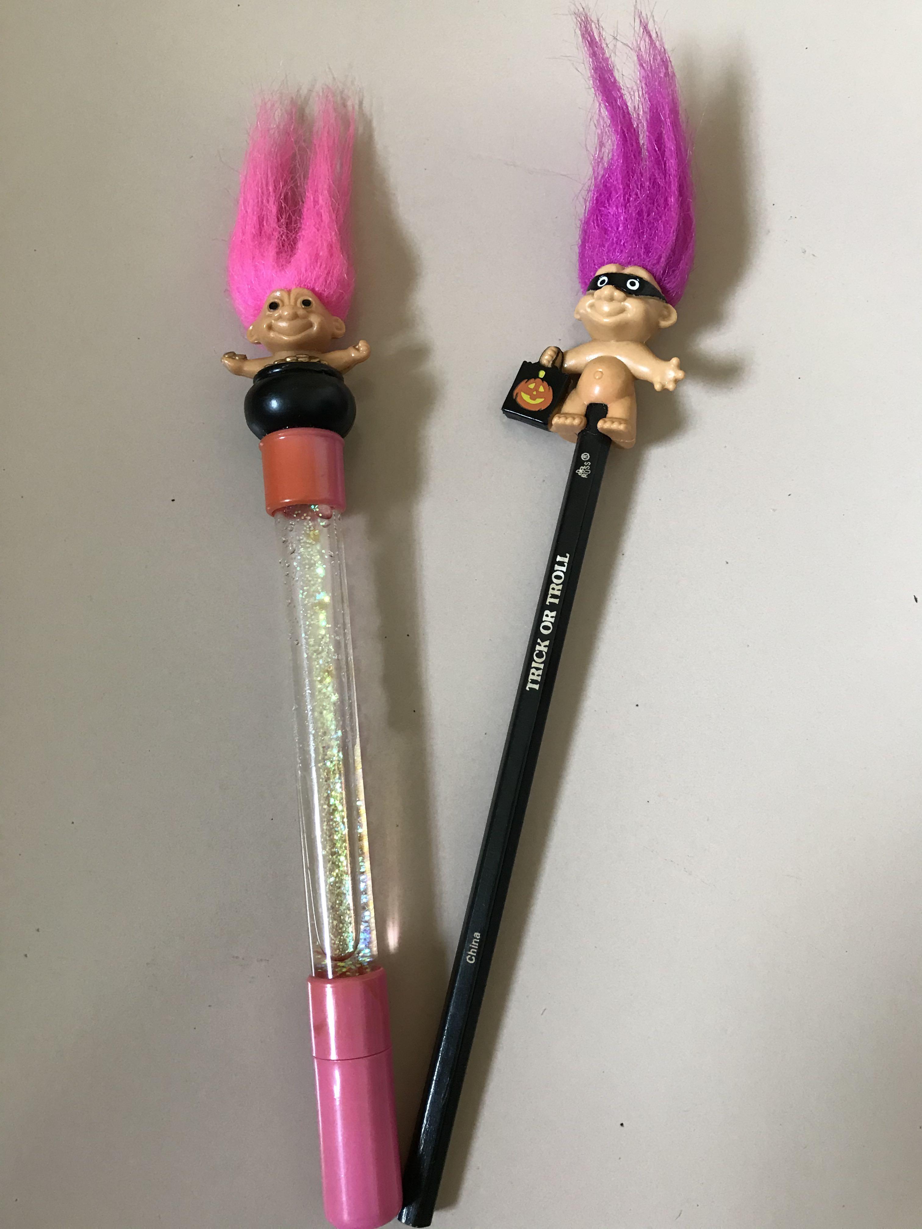 Vintage Troll collectible pen and pencil from 1990s, Hobbies & Toys ...