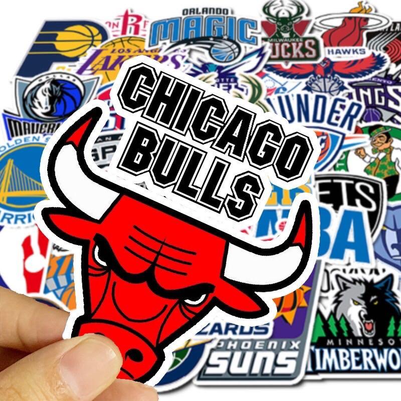 32 pcs NBA team logo stickers waterproof, Olah Raga, Baju Olahraga di ...