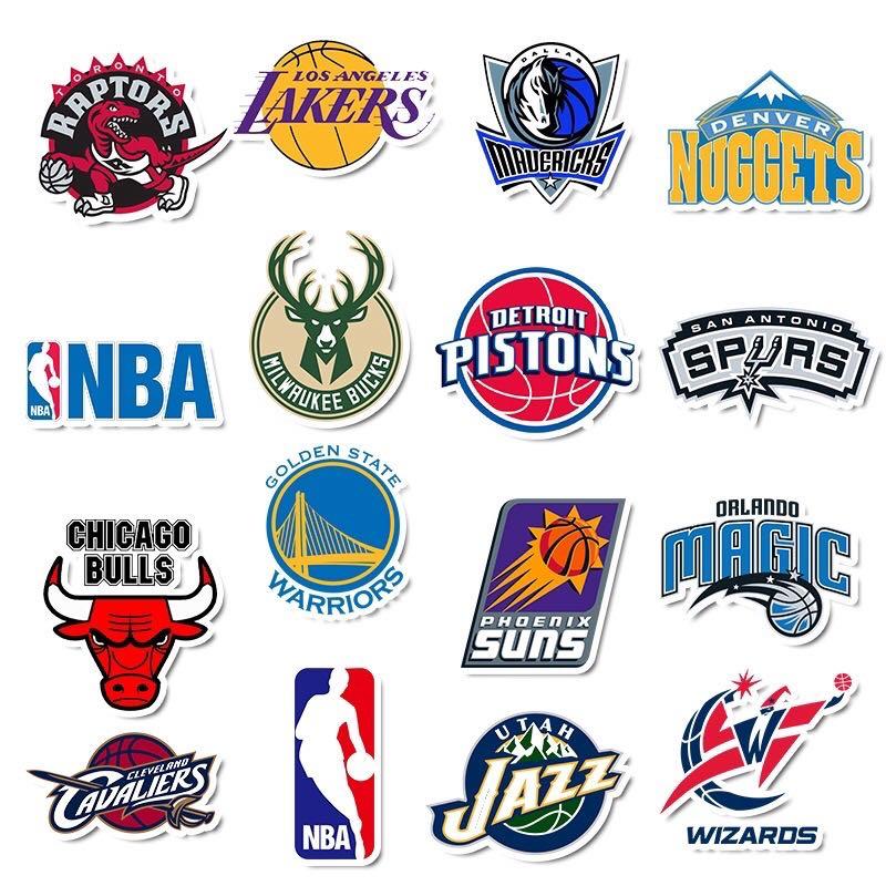 32 pcs NBA team logo stickers waterproof, Olah Raga, Baju Olahraga di ...