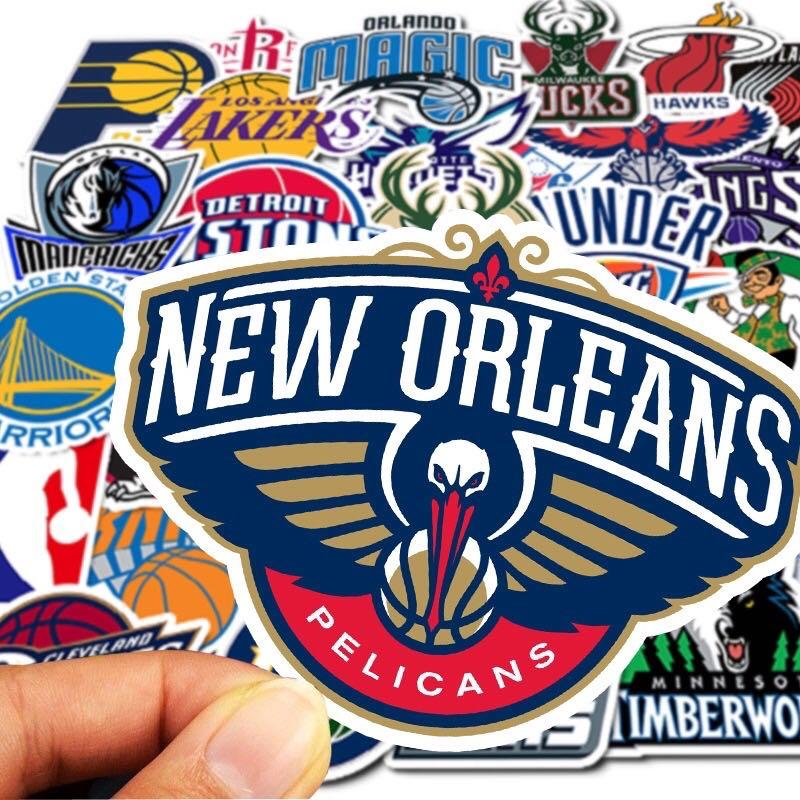 32 pcs NBA team logo stickers waterproof, Olah Raga, Baju Olahraga di ...