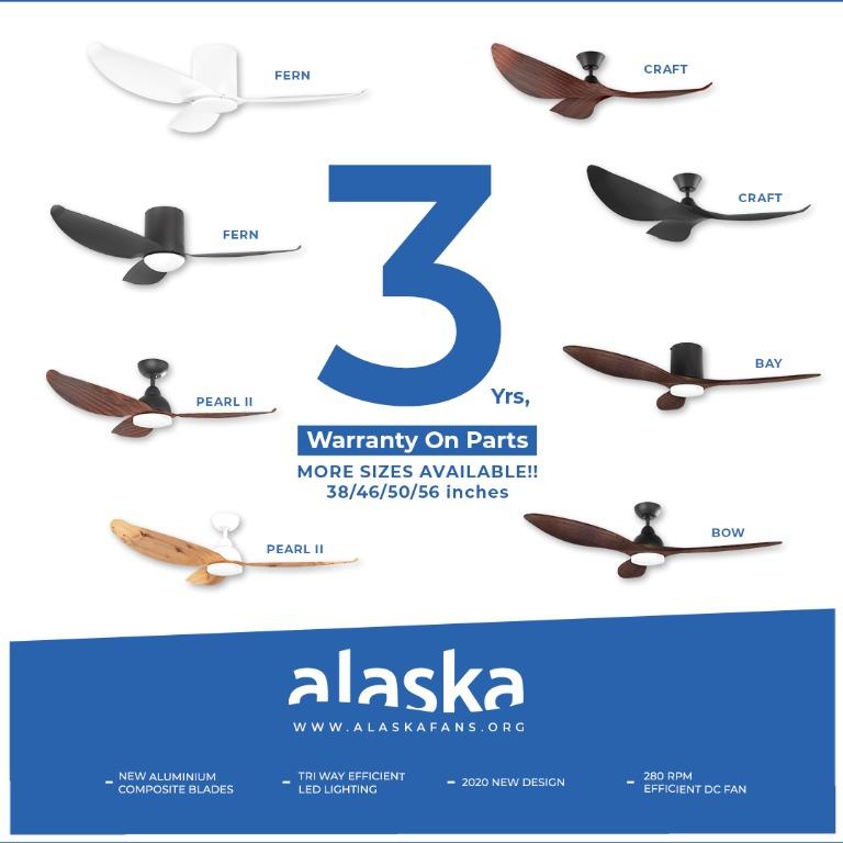 ALASKA CEILING FAN BAY 42"/52" DC MOTOR with LED 3 Tone (Black Dark ...