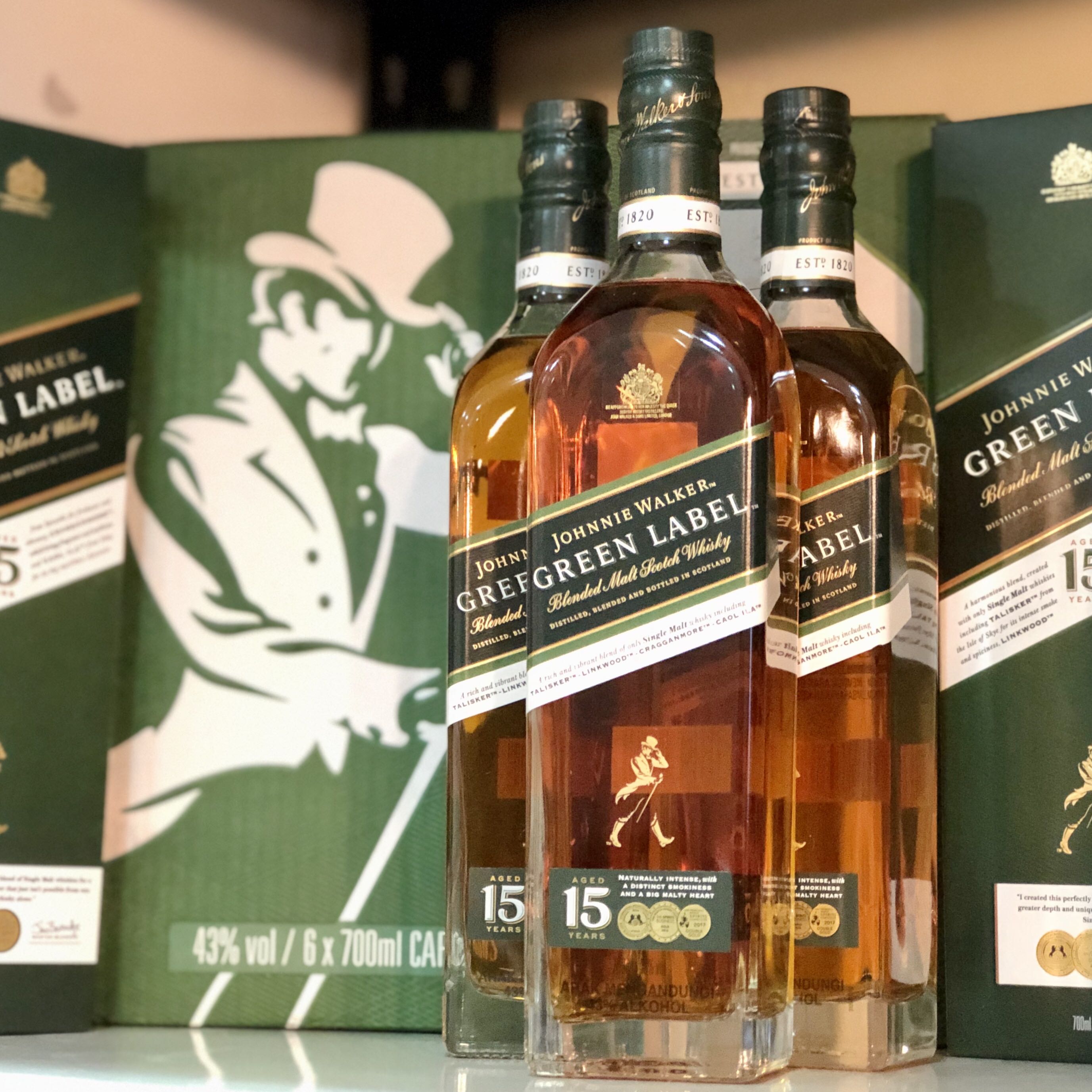 Green Label Johnnie Walker scotch island Whisky 0.7L 700ml, Food ...