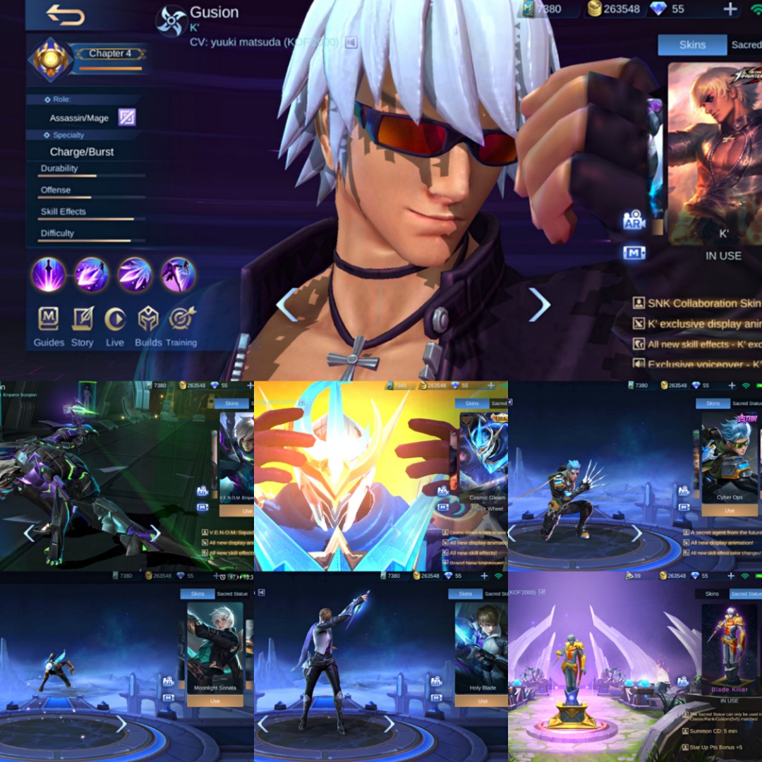 Mobile Legend - Full hero, >200 skins, >15epic, full Gusion Skin incl ...