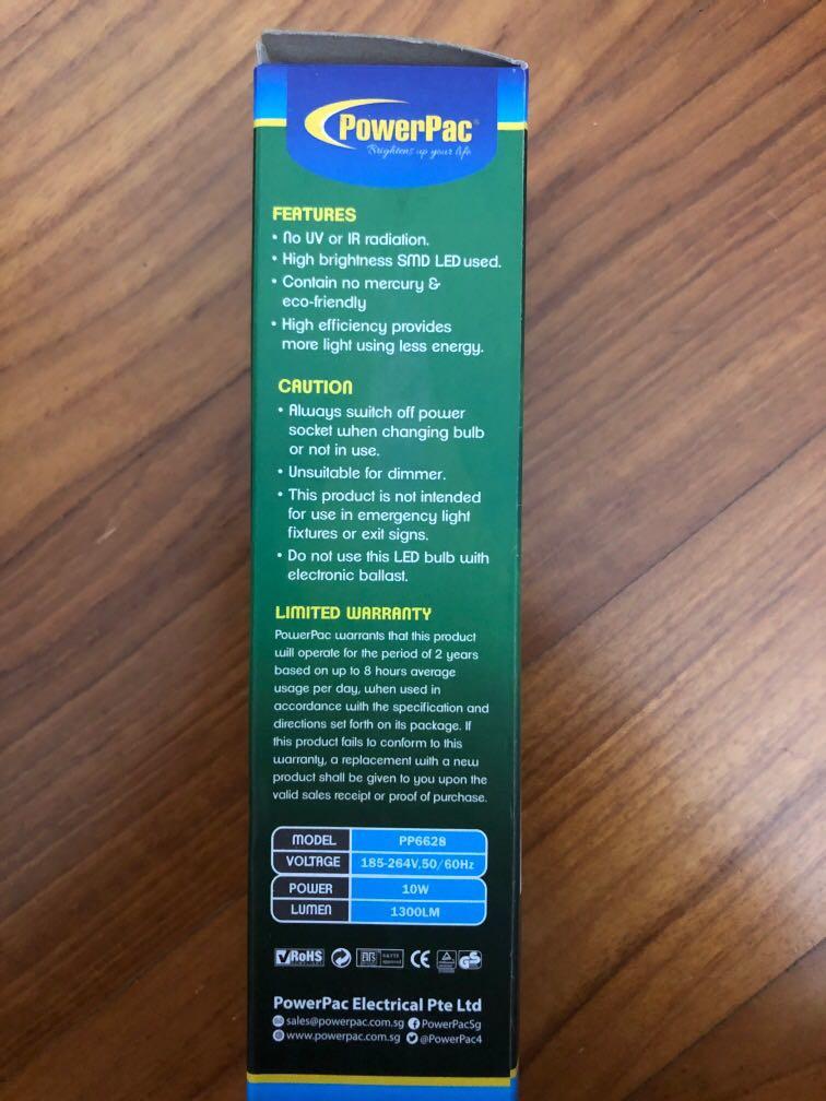 Powerpac 2 Pin LED Bulb, Furniture & Home Living, Lighting & Fans ...
