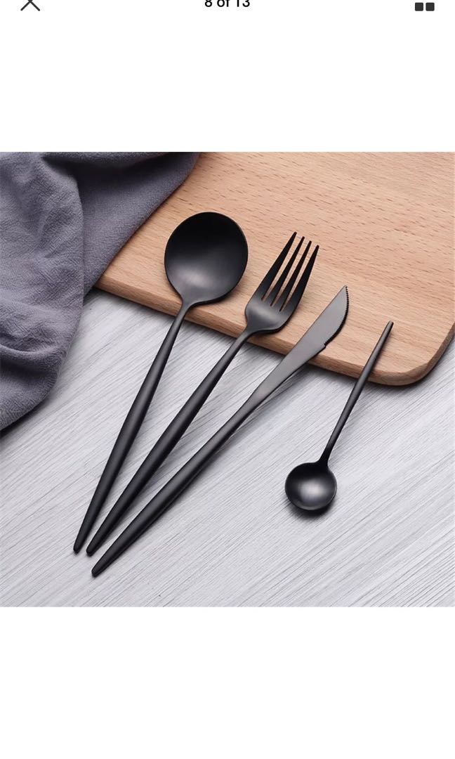 Sendok makan matte hitam black stainless defect, Kitchen & Appliances ...