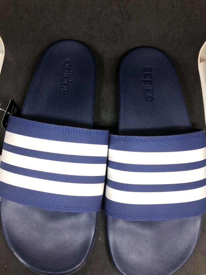 Adidas Blue/White, Men's Fashion, Footwear, Slippers & Slides on Carousell