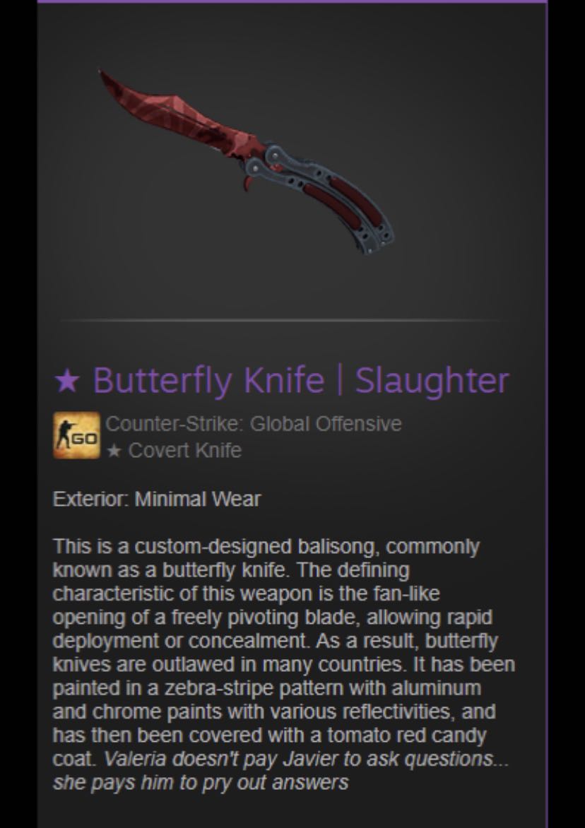 Csgo Butterfly knife slaughter mw , Video Gaming, Gaming Accessories ...