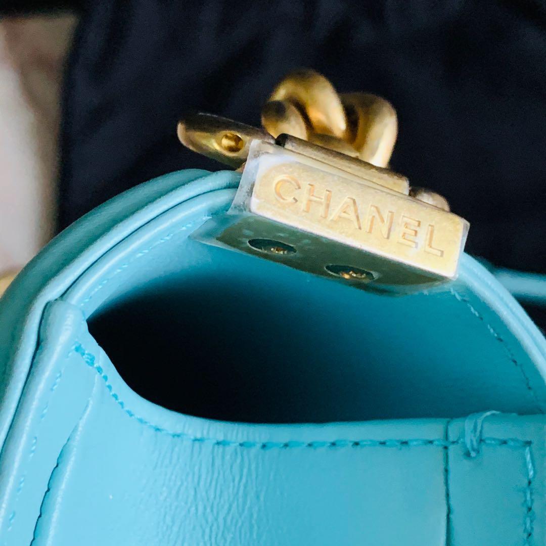 Chanel Tiffany blue gold hardware Boy small 20cm bag authentic, Luxury ...