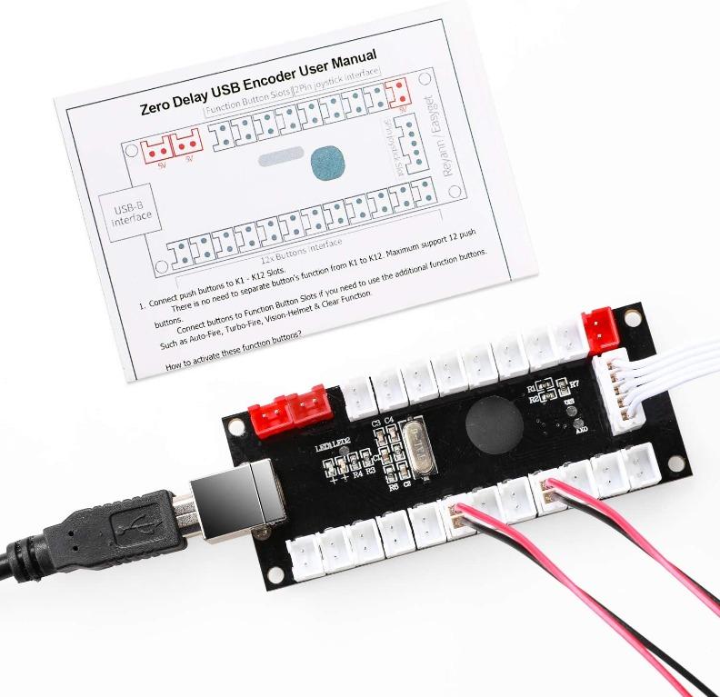 Easyget Zero Delay USB Encoder PC to Joystick, Arcade Buttons for PC, MAME, Raspberry Pi ...