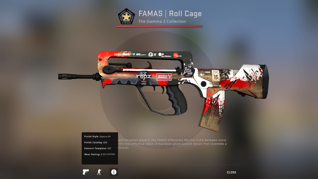 FAMAS Roll Cage Field-Tested CSGO, Video Gaming, Gaming Accessories ...