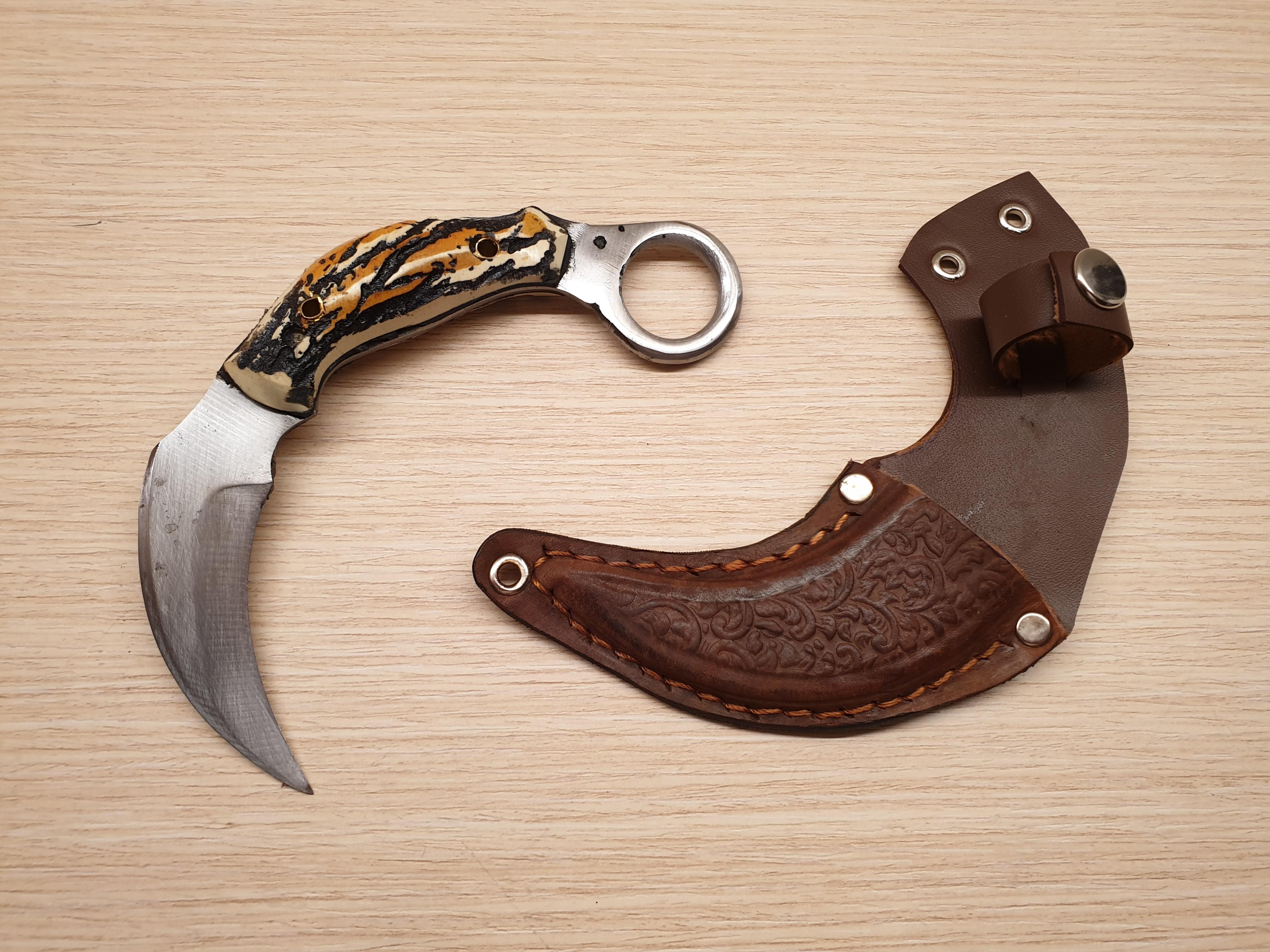 Hand Forged Indonesian Karambit Asli Full Tang High Carbon Steel Bone ...