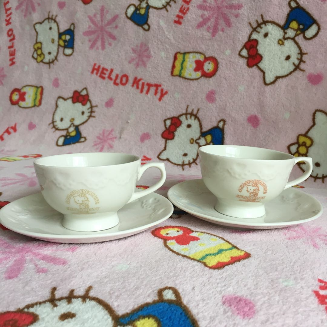 Hello Kitty Teacup with Saucer 2 sets, Furniture & Home Living ...