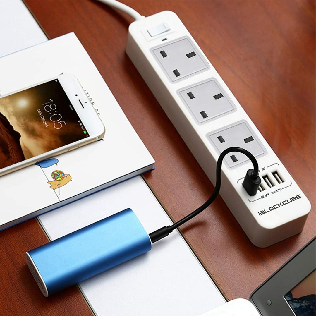 iBlockCube® Extension Lead Power Strips Outlets w/ 4 USB Ports, 3M 3 ...