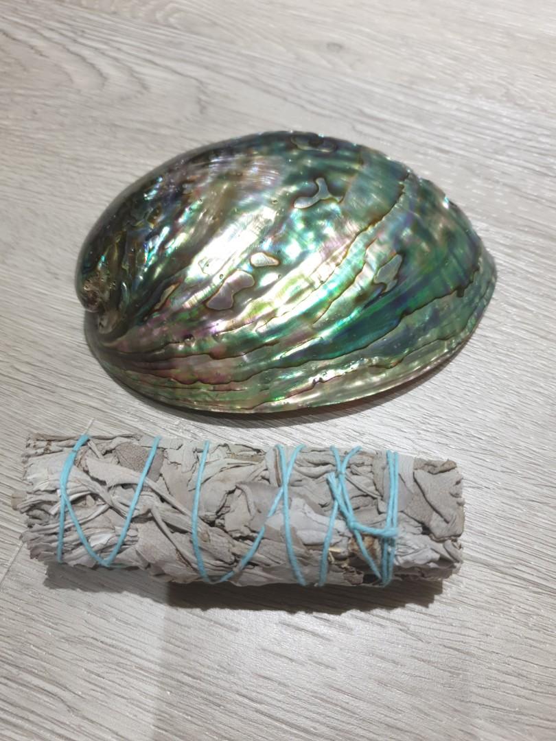 Polised Abalone shell and Smudge stick, Everything Else on Carousell