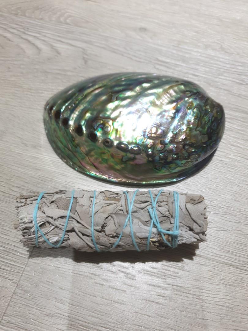 Polised Abalone shell and Smudge stick, Everything Else on Carousell