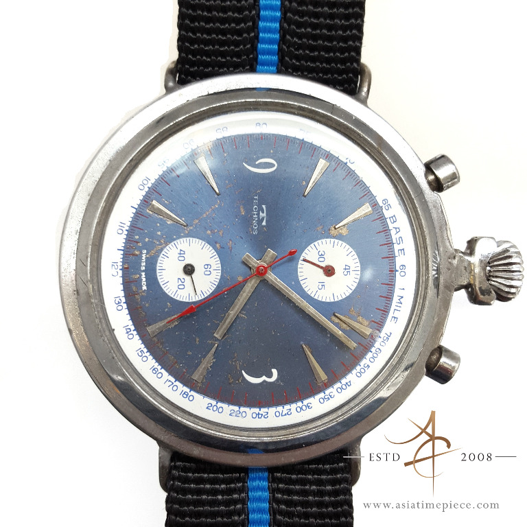 Technos Swiss Vintage Watch Blue Chronograph, Luxury, Watches on Carousell
