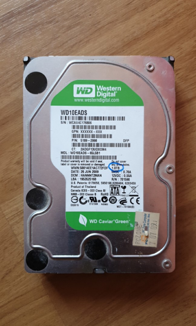 Western Digital WD 1TB HDD Green Hard disk (used), Computers & Tech ...