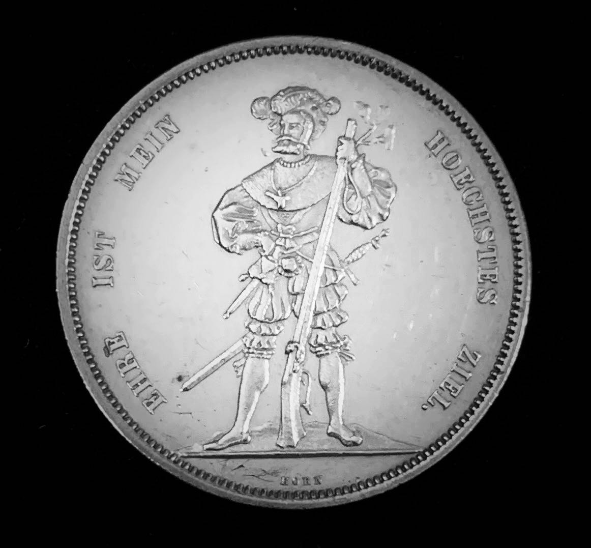 1857 Old Suisse Confederacy Bern Schutzenfest Shooting Thaler 5-Francs ...