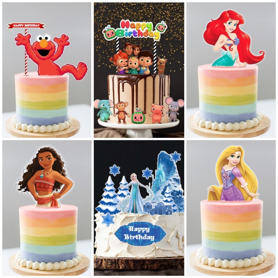 1set$12 Elmo Moana Rapunzel Ariel Mermaid The Bare Bear cake topper ...