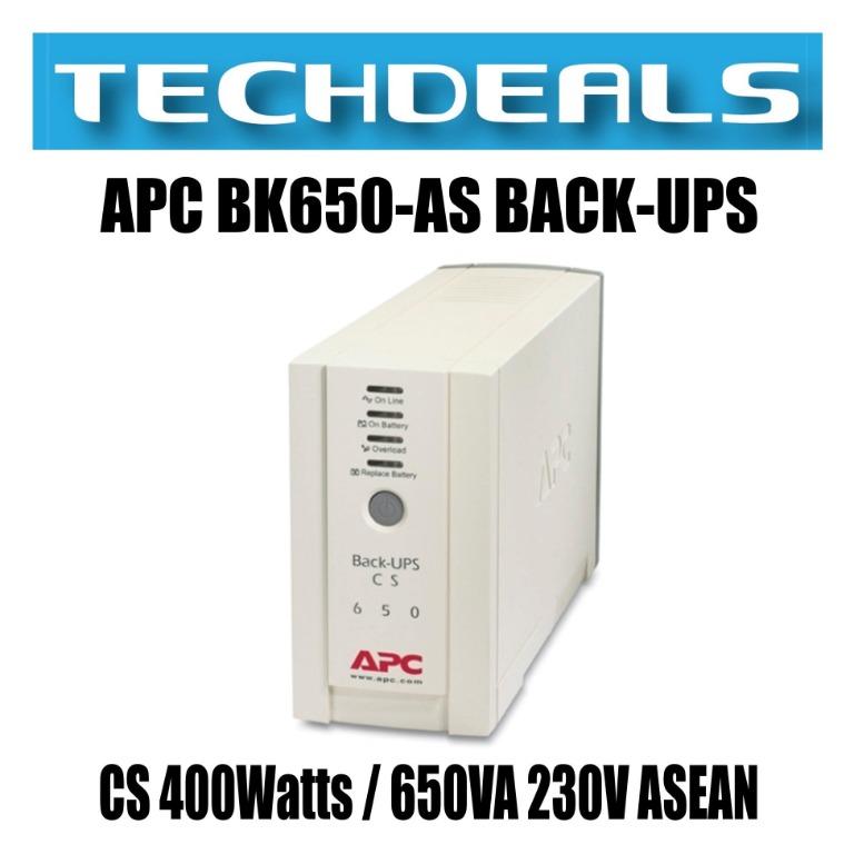 APC BK650-AS BACK-UPS CS 400Watts / 650VA 230V ASEAN, TV & Home Appliances, TV & Entertainment ...