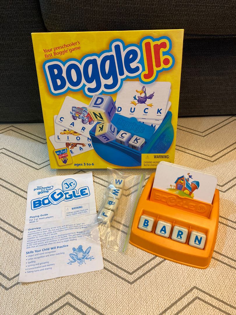 Boggle Jr. (ages 3-6) preschooler’s spelling Boggle game, Hobbies ...