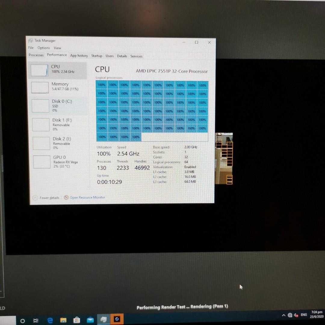 EPYC Workstation, AMD 7571, 32 Cores 64 Threads, 128GB ECC RAM, 2*40G ...