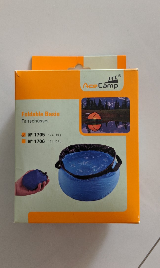 Folding portable water basin 10 Litres, Sports Equipment, Sports ...