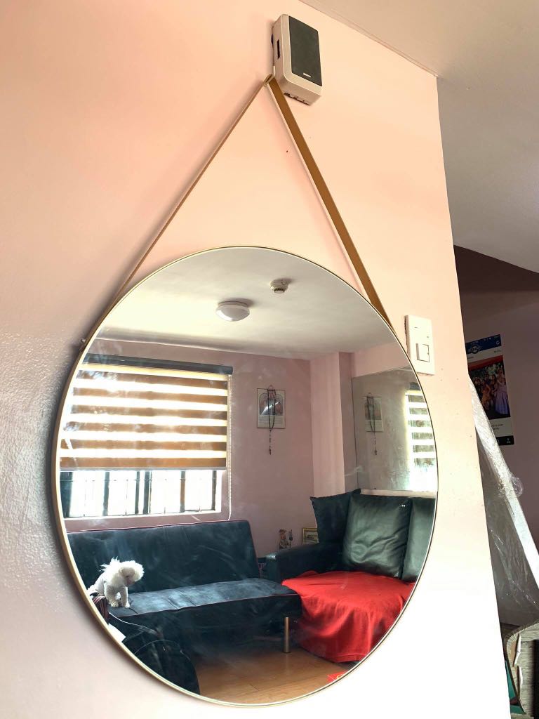 GOLDEN ROUND MIRROR WITH STRAP, Furniture & Home Living, Home ...