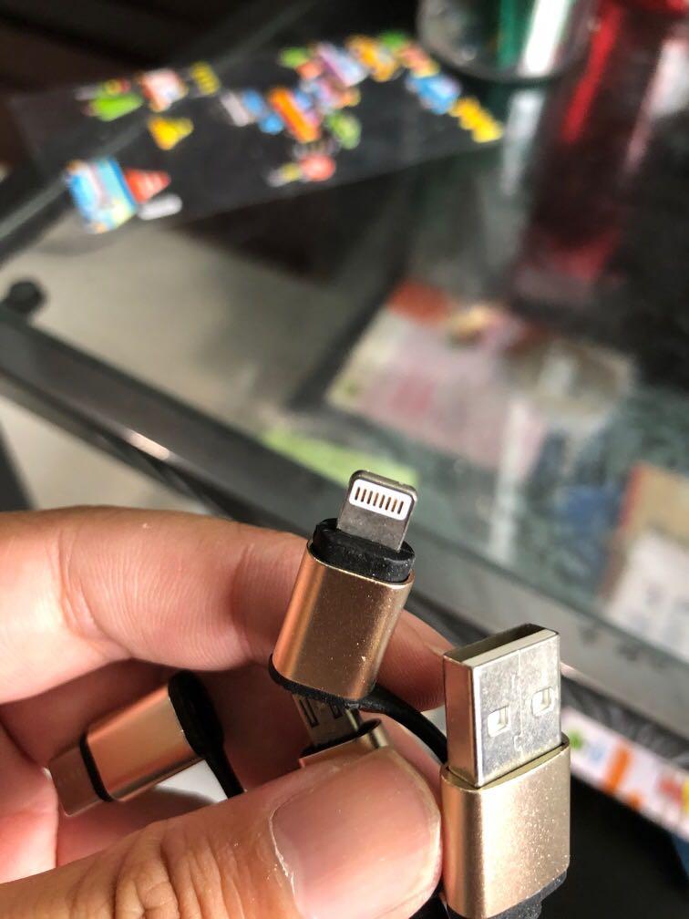 Handphone cable with lighting, type C n mirco usb, Mobile Phones ...