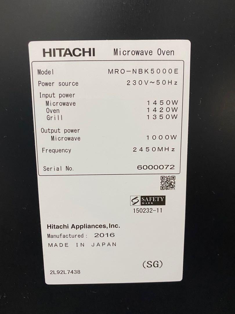 Hitachi MRO-NBK5000E Microwave Oven/Steamer, TV & Home Appliances ...