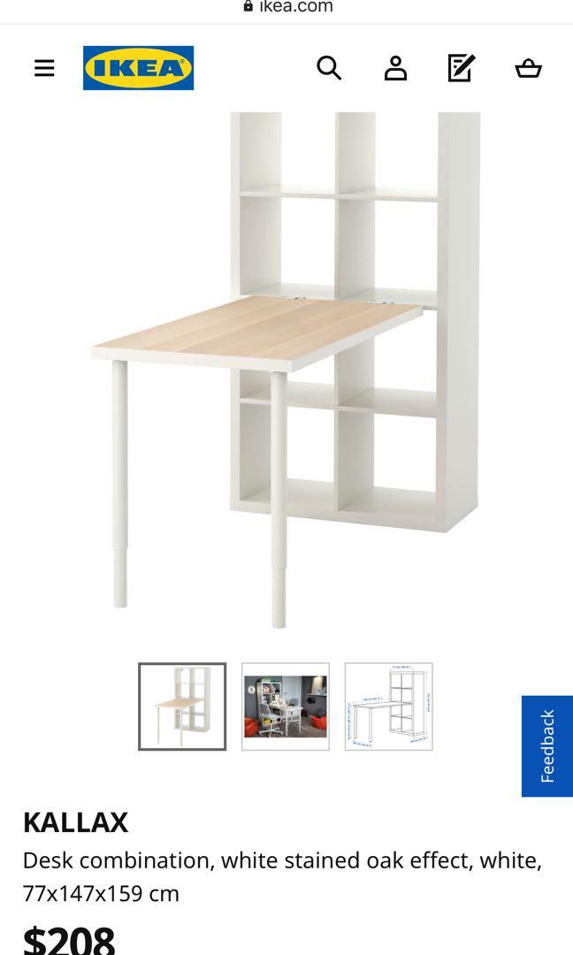 IKEA Kallax Study table Desk Shelf Combination, Furniture & Home Living ...