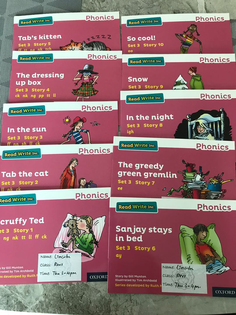 RWI set 3 pink books phonics, 興趣及遊戲, 書本 & 文具, 小說 & 故事書 - Carousell