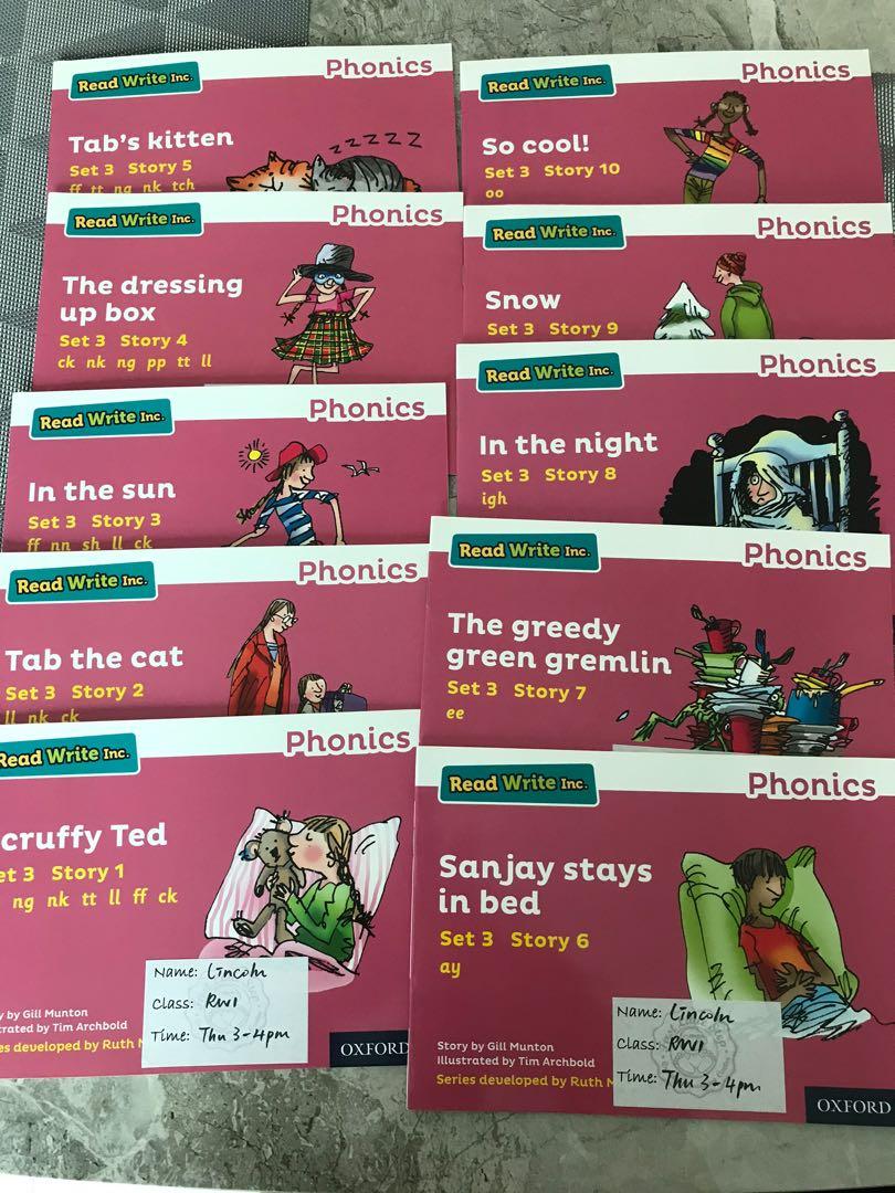 RWI set 3 pink books phonics, 興趣及遊戲, 書本 & 文具, 小說 & 故事書 - Carousell
